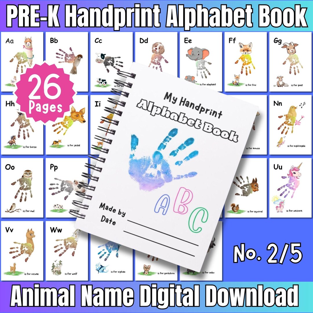 Handprint Alphabet Book Template, DIY Preschool Craft, Printable ...