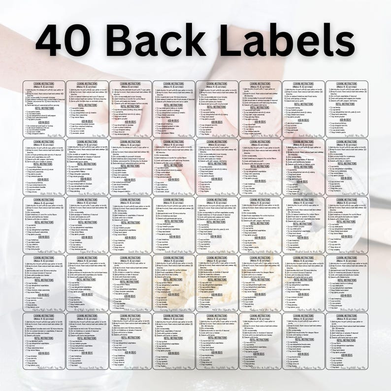 Dry Soup Mix Labels – Pantry Organization, Cooking Instructions ...