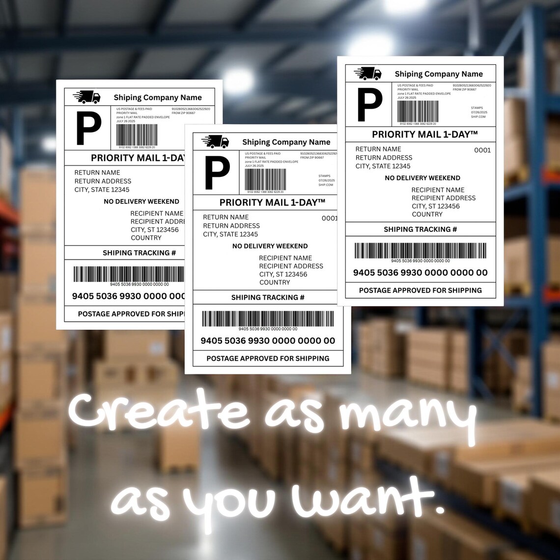 Editable Shipping Label Template, Custom Mail Label, Printable Shipping ...