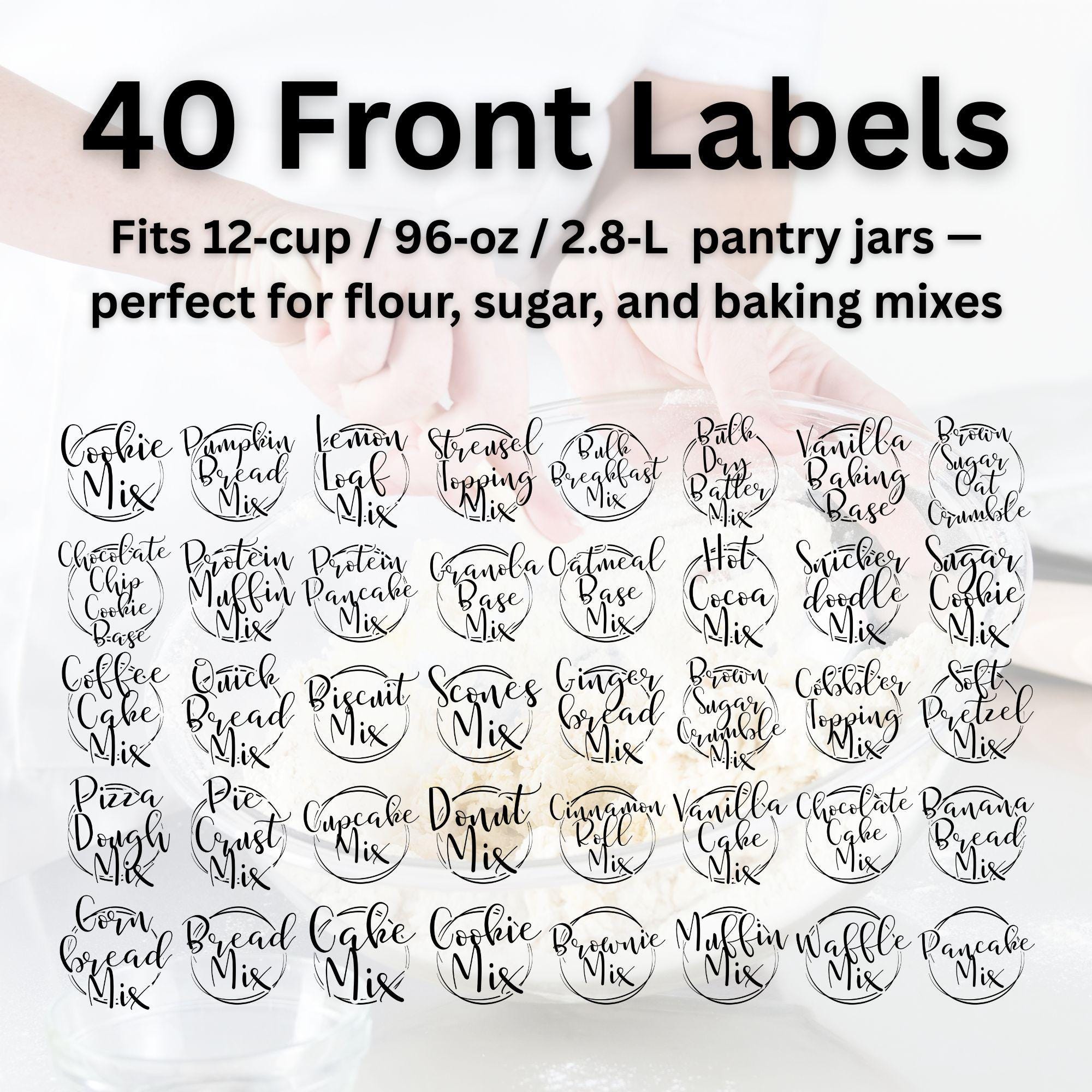 40 Transparent Recipe Labels • Fits 12‑cup Pantry Jars • 3x4 Printable ...