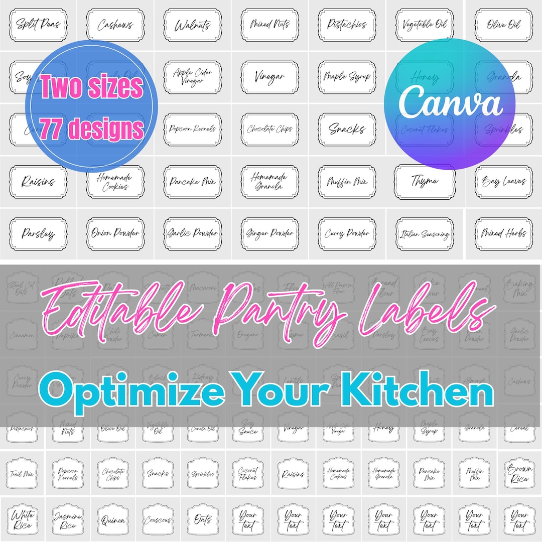 Seasoning Labels Template, Editable Spice Labels, Printable Kitchen Jar ...