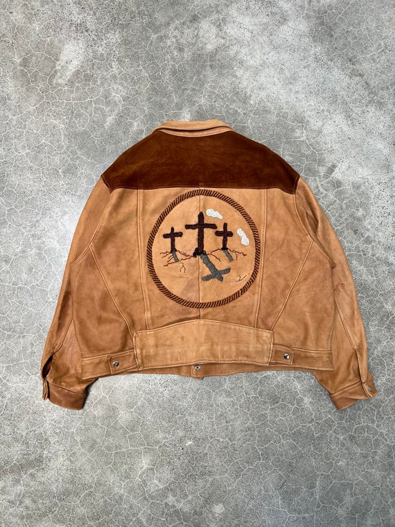 1970s / 1980s Suede Leather Two Tone Western Jacket w… - Gem