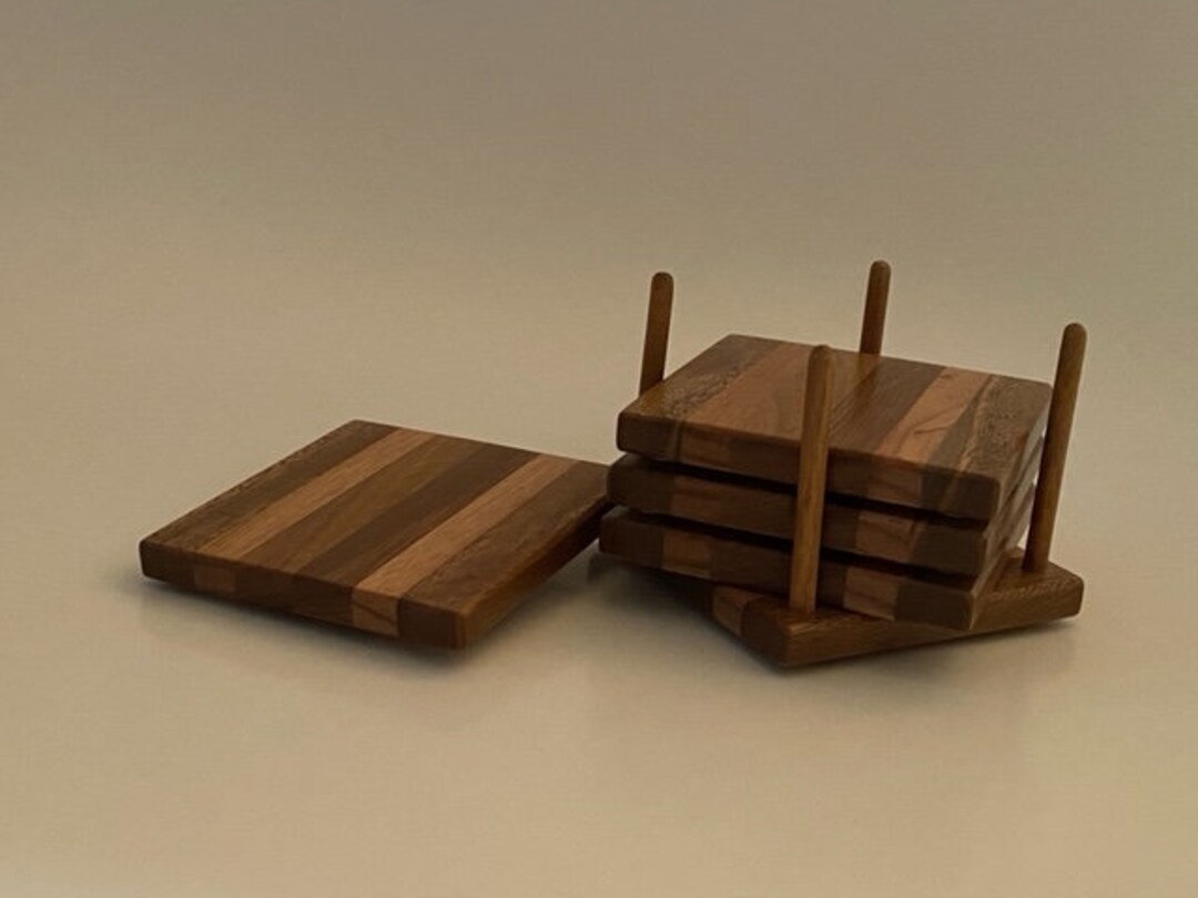 Handmade Wooden Coasters set of 4, With Stand, Made From Australian ...
