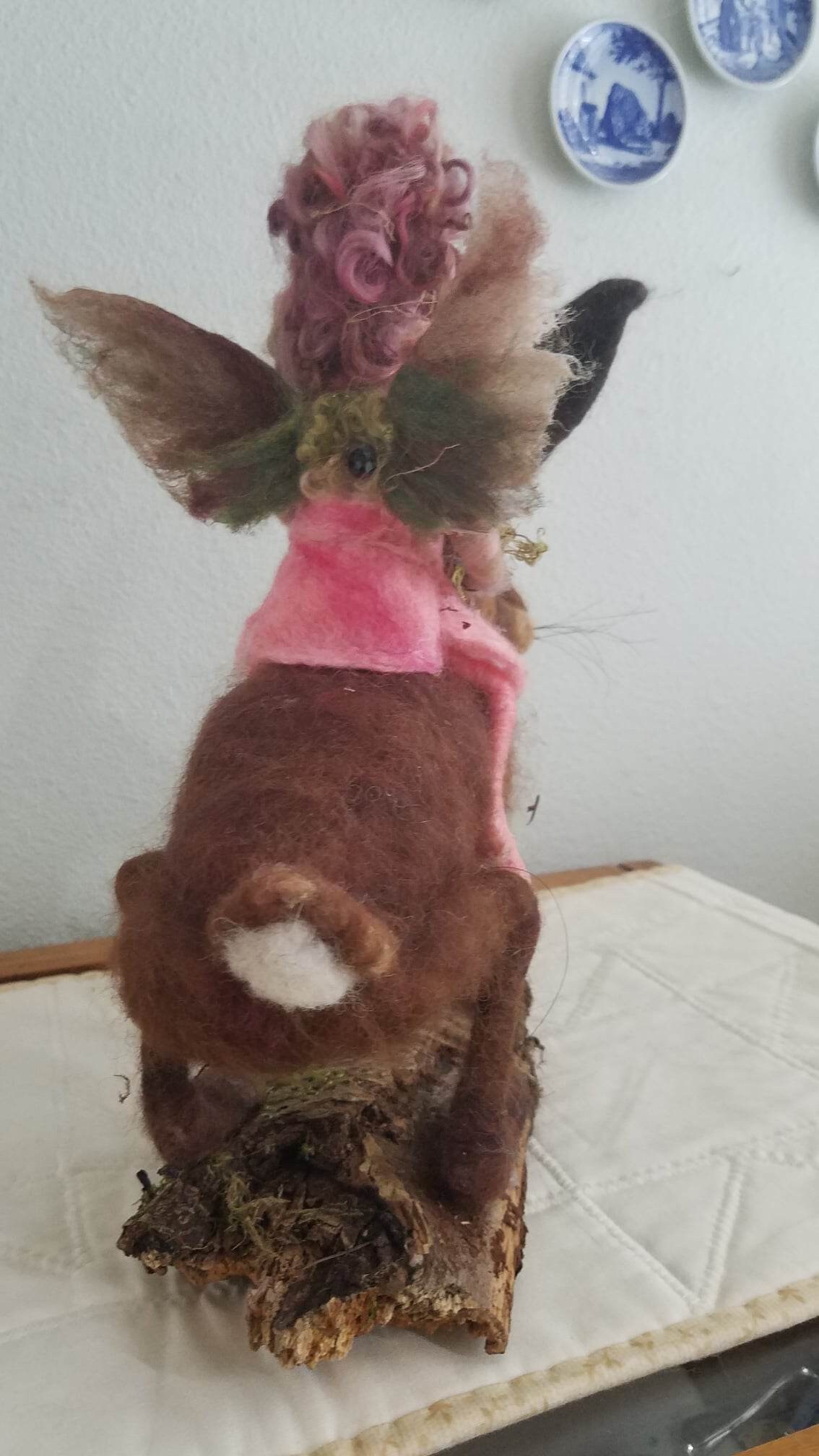 Needle Felted Sprite Riding a Brown Hare - Etsy
