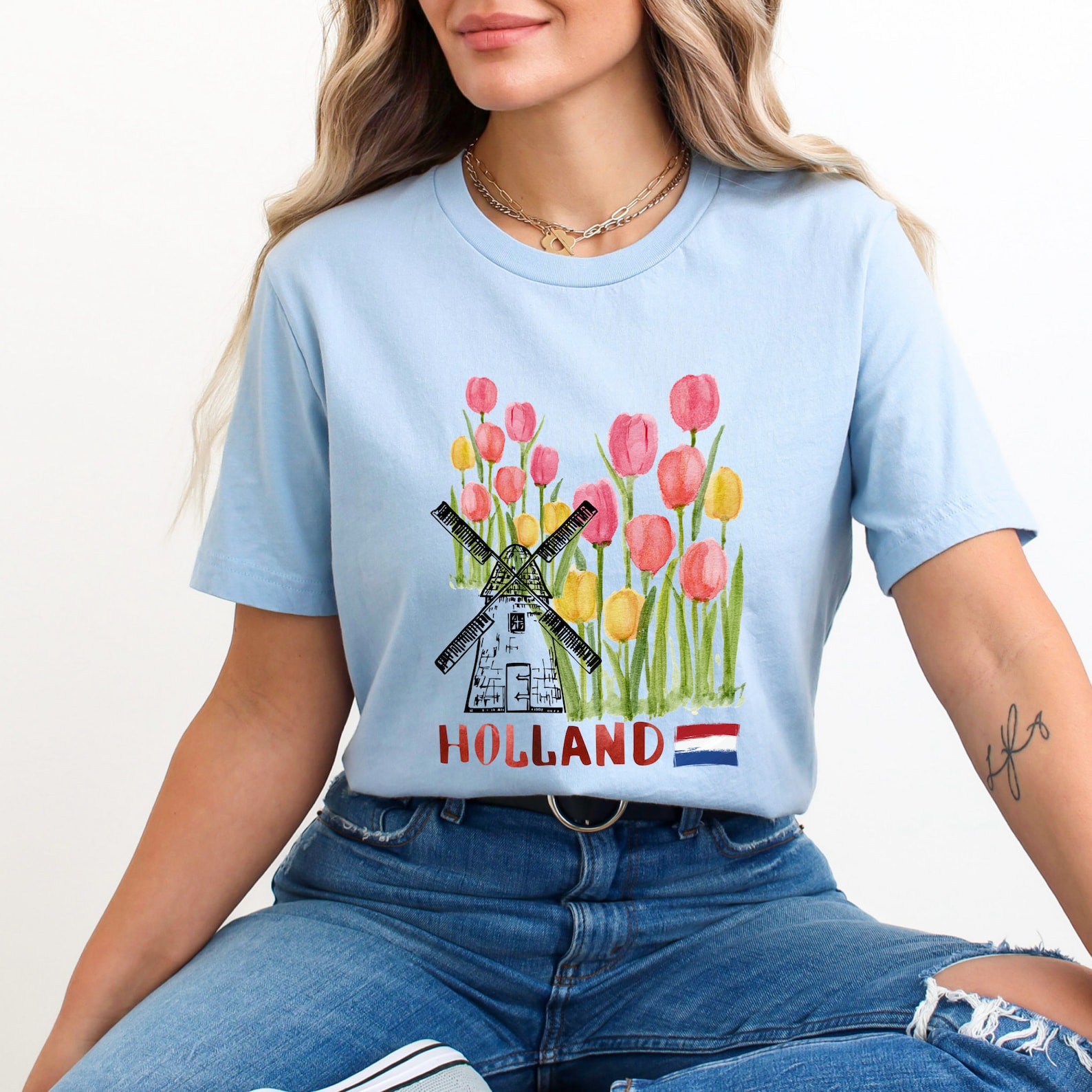 Holland T Shirt Tulip Amsterdam T Shirt Dutch Windmill T Shirt - Etsy