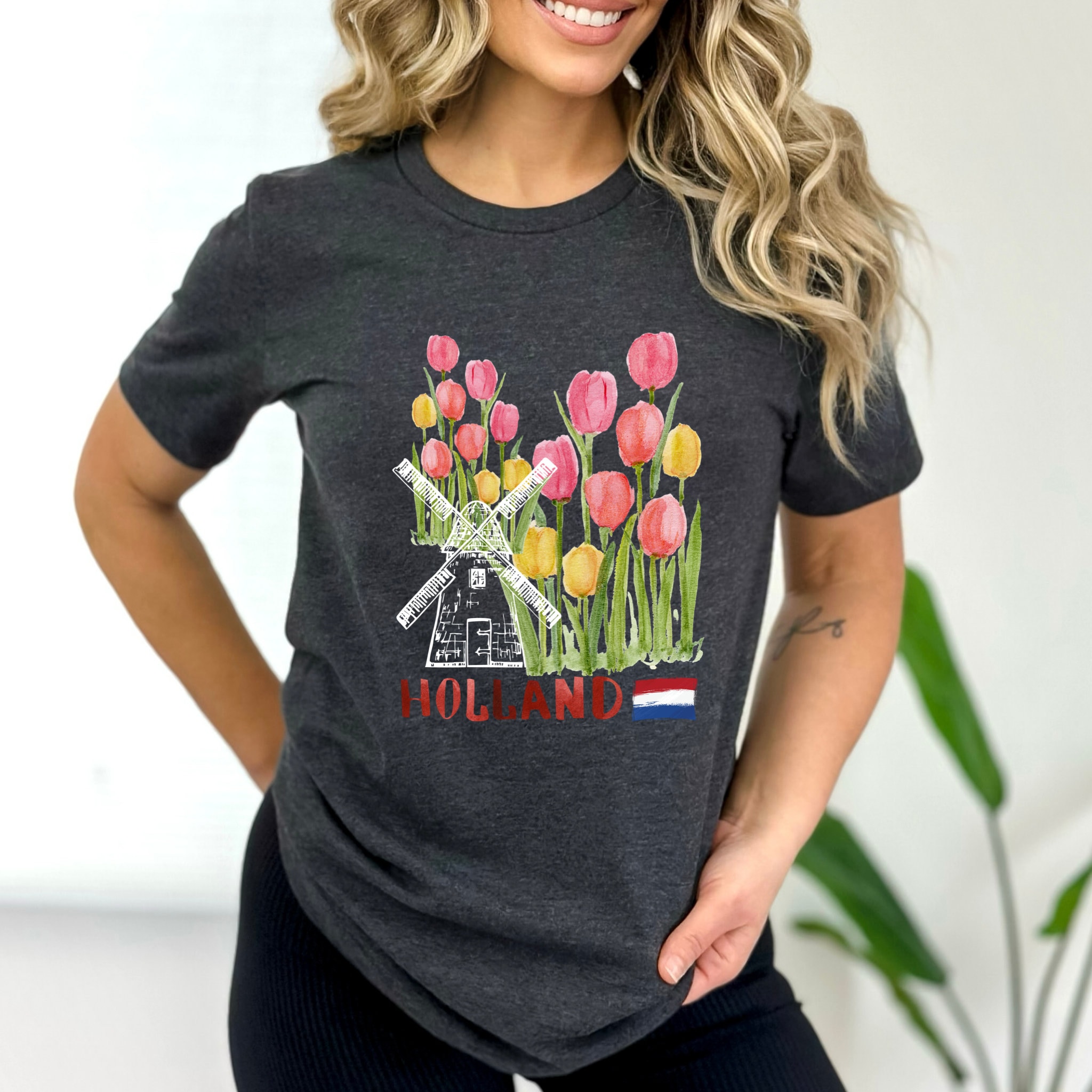 Holland T Shirt Tulip Amsterdam T Shirt Dutch Windmill T Shirt - Etsy