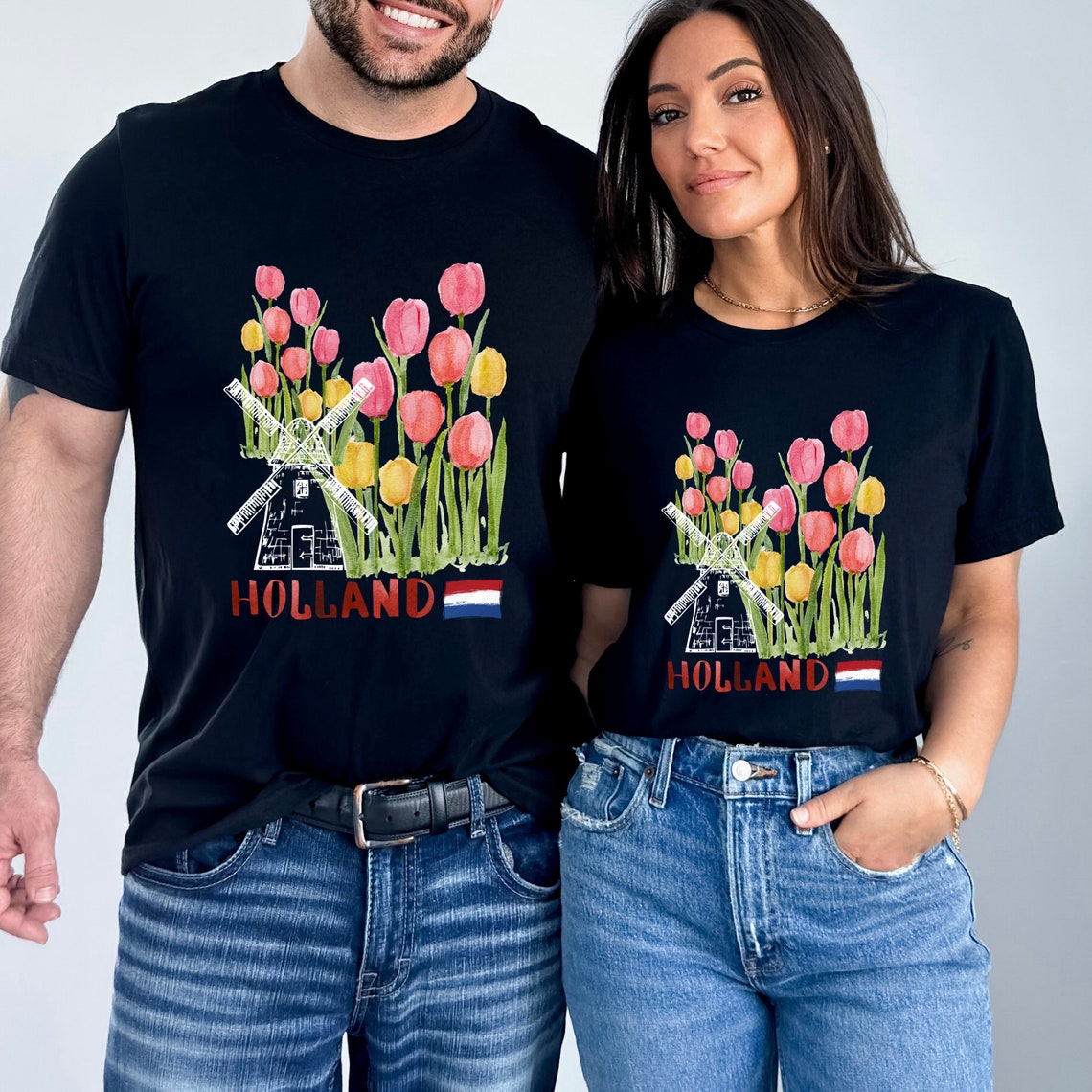 Holland T Shirt Tulip Amsterdam T Shirt Dutch Windmill T Shirt - Etsy