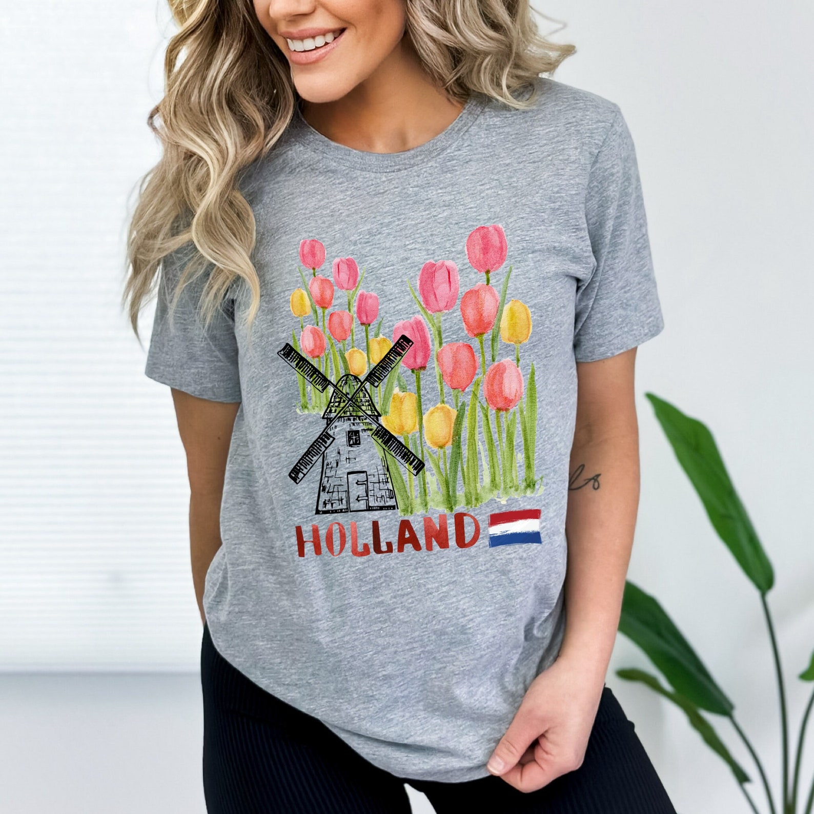 Holland T Shirt Tulip Amsterdam T Shirt Dutch Windmill T Shirt - Etsy