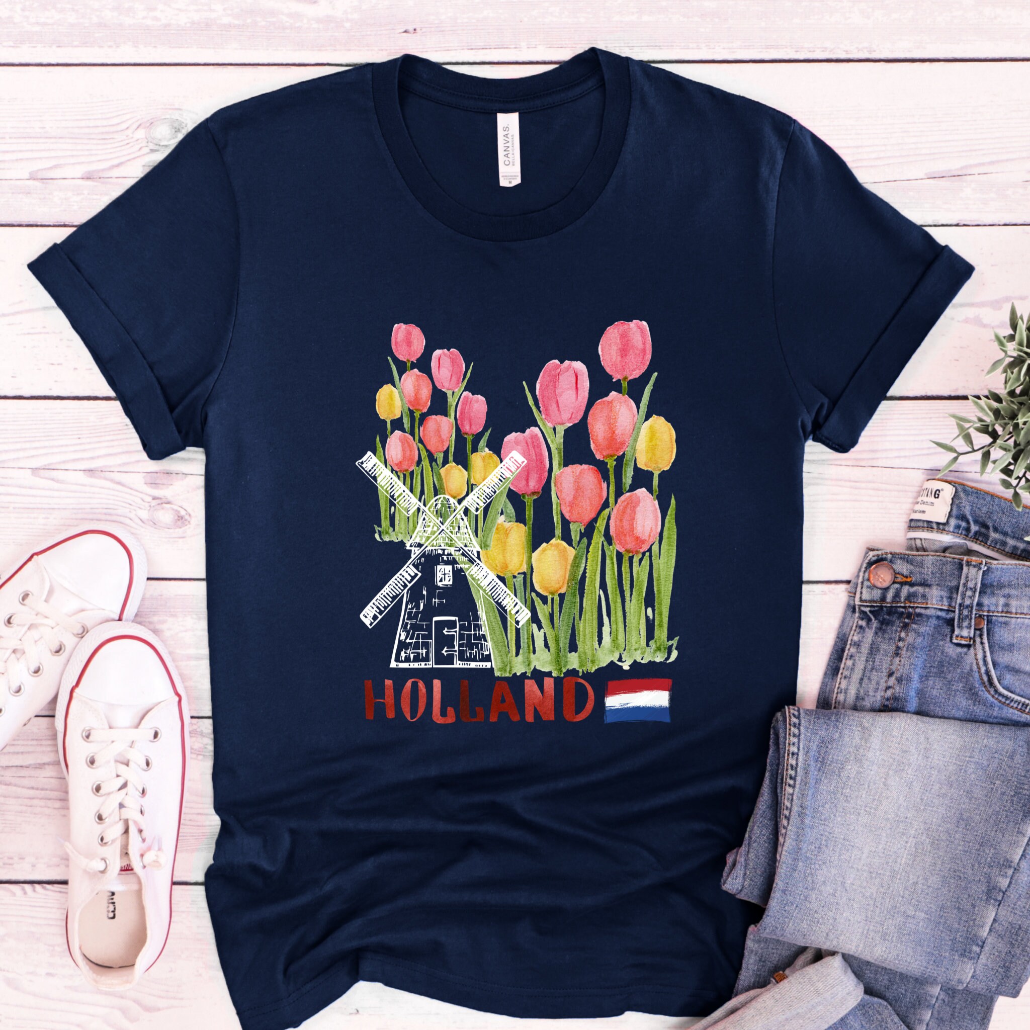 Holland T Shirt Tulip Amsterdam T Shirt Dutch Windmill T Shirt - Etsy