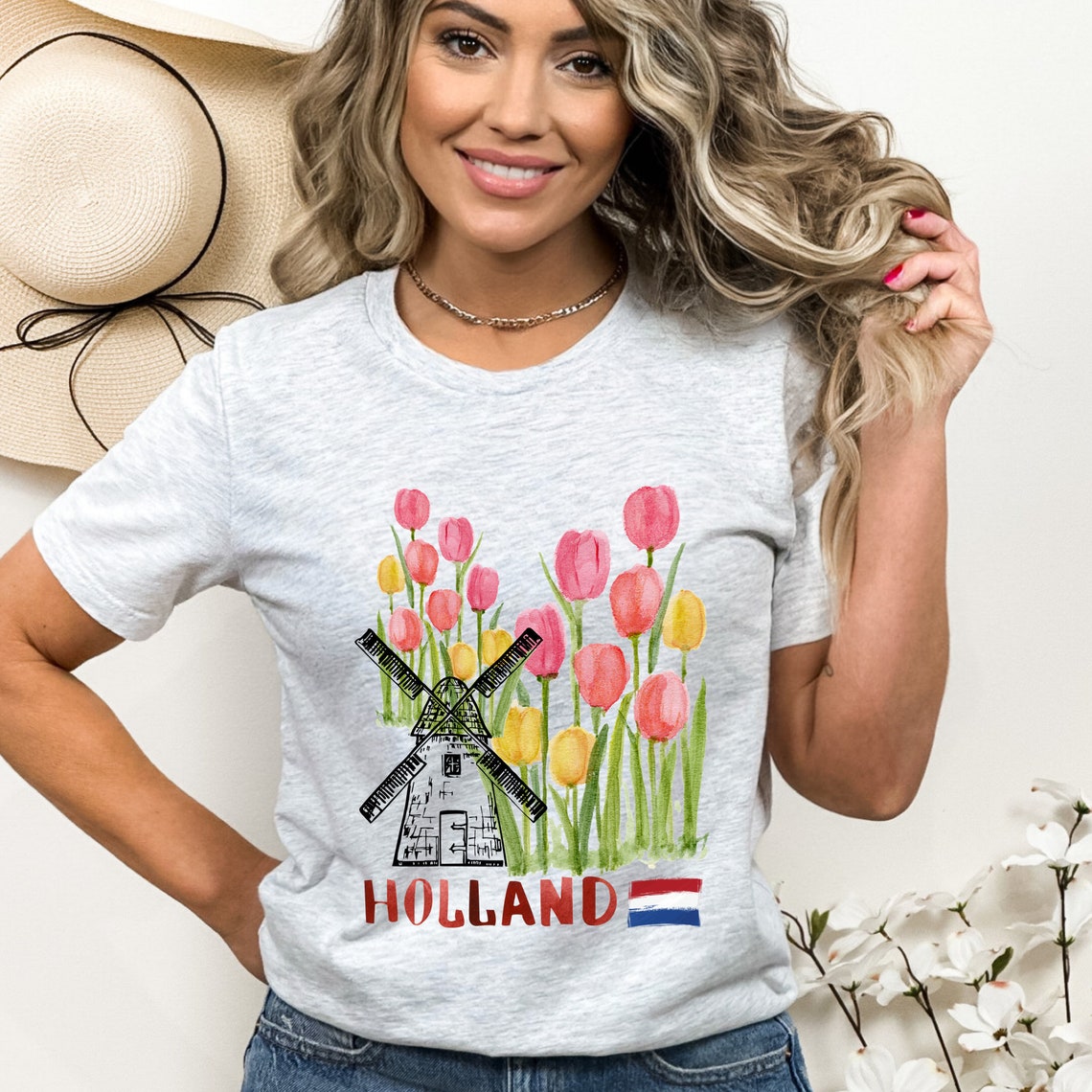 Holland T Shirt Tulip Amsterdam T Shirt Dutch Windmill T Shirt - Etsy