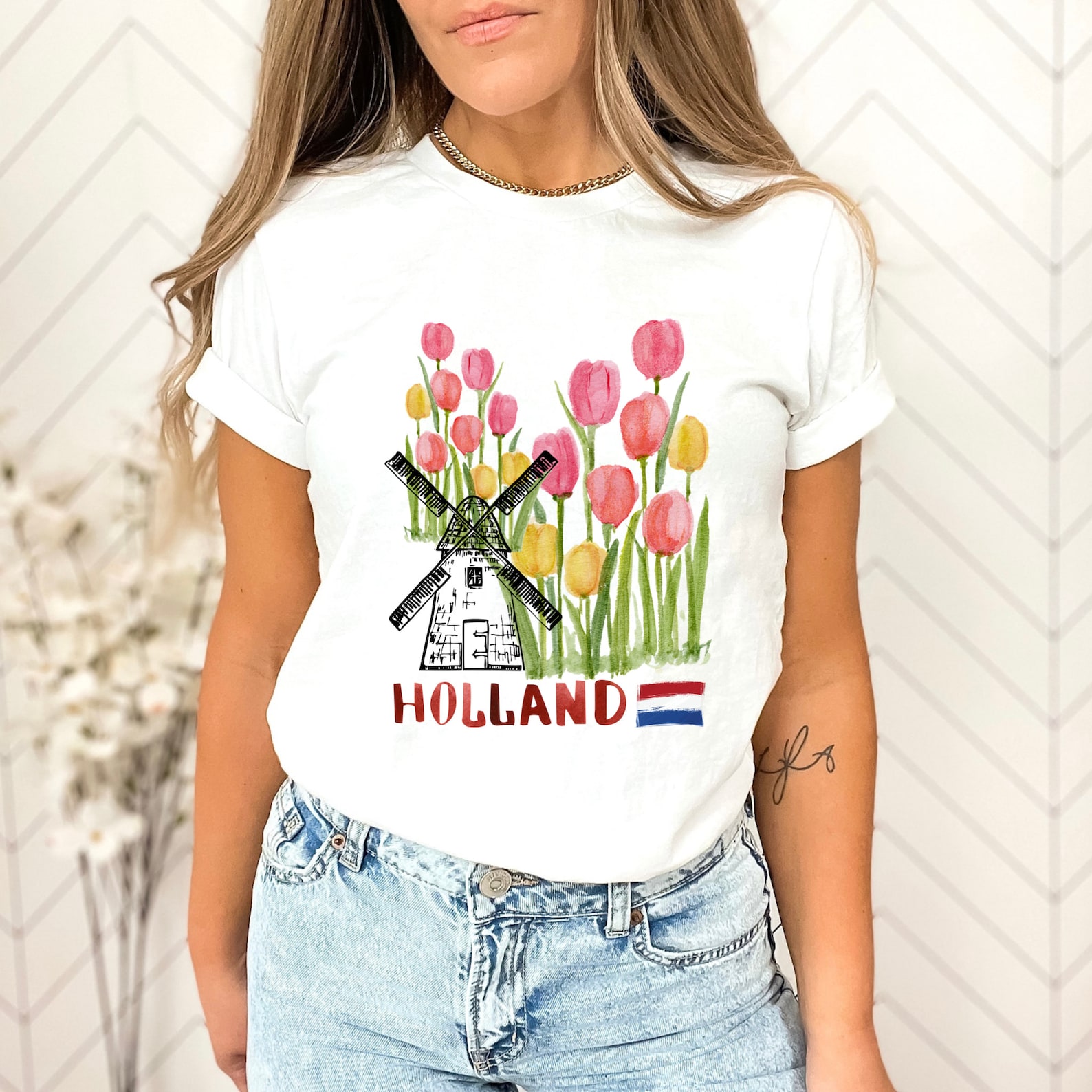 Holland T Shirt Tulip Amsterdam T Shirt Dutch Windmill T Shirt - Etsy