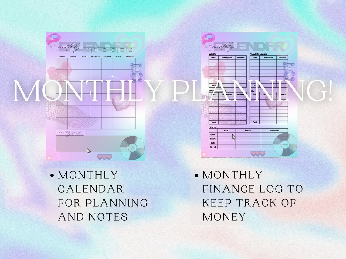 Y2K Aesthetic Digital Planner: Monthly, Weekly, Daily Digital Planner ...