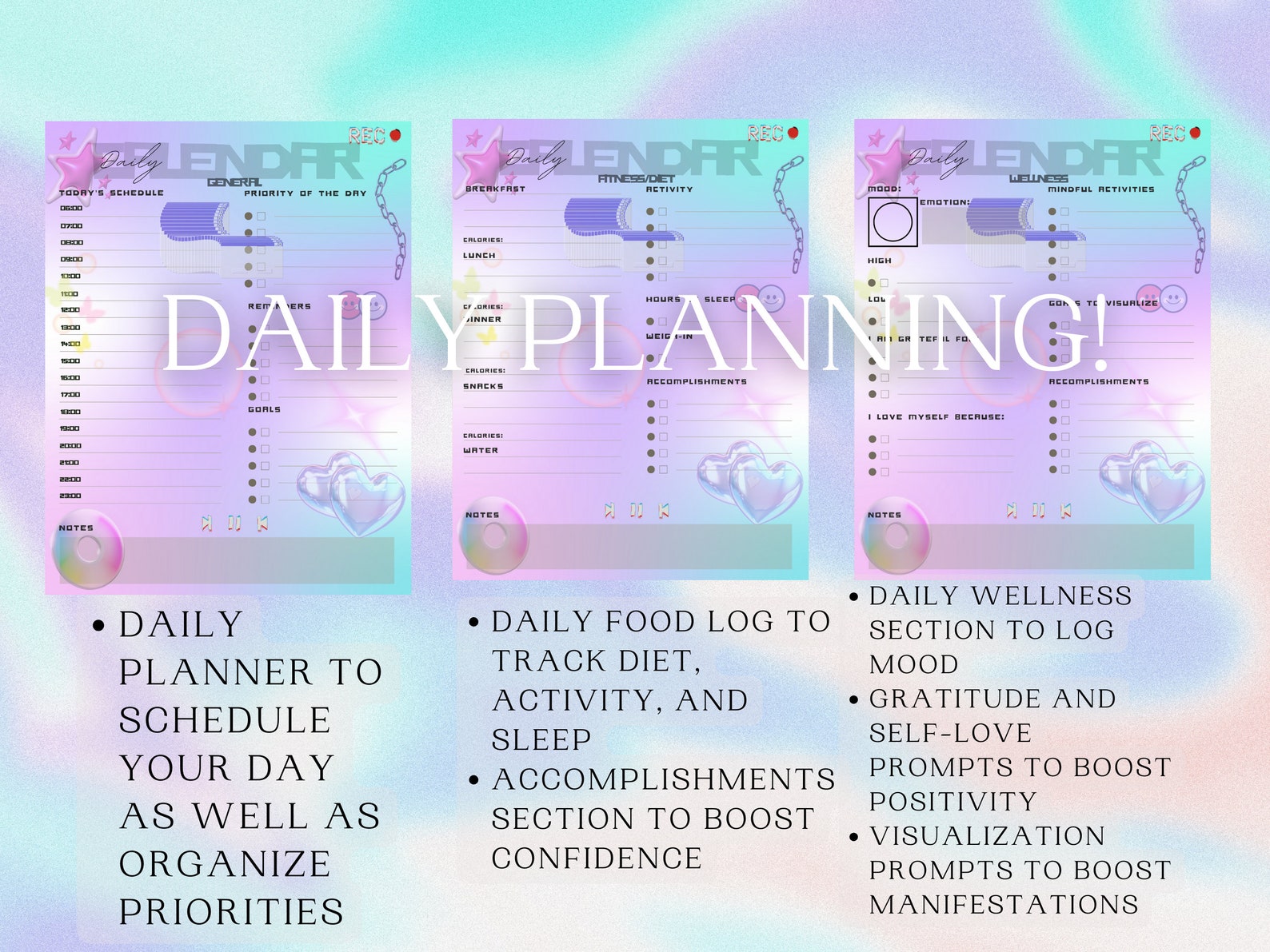 Y2K Aesthetic Digital Planner: Monthly, Weekly, Daily Digital Planner ...