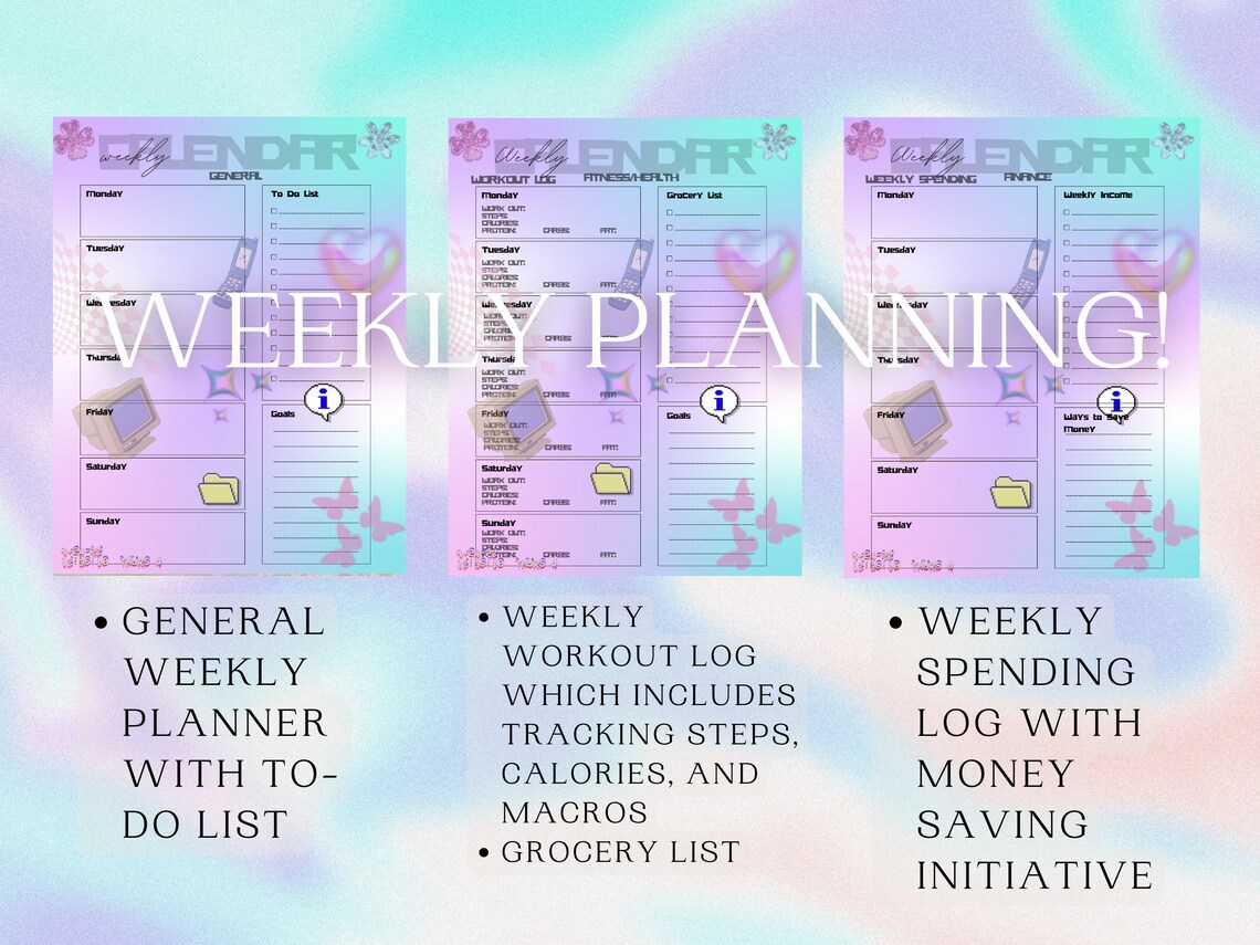Y2K Aesthetic Digital Planner: Monthly, Weekly, Daily Digital Planner ...