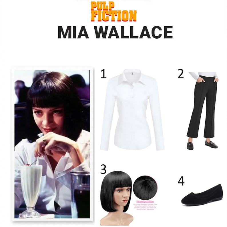 Mia Wallace Costume, Pulp Fiction, Movie Costume, Halloween Costume, Cosplay, Tarantino Movies ...