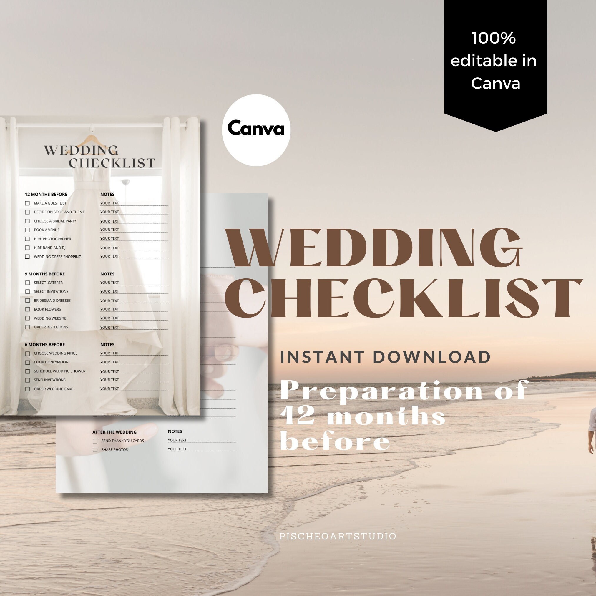 Editable Wedding Checklist, Wedding Planning Checklist, Wedding ...