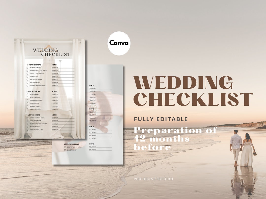 Editable Wedding Checklist, Wedding Planning Checklist, Wedding ...