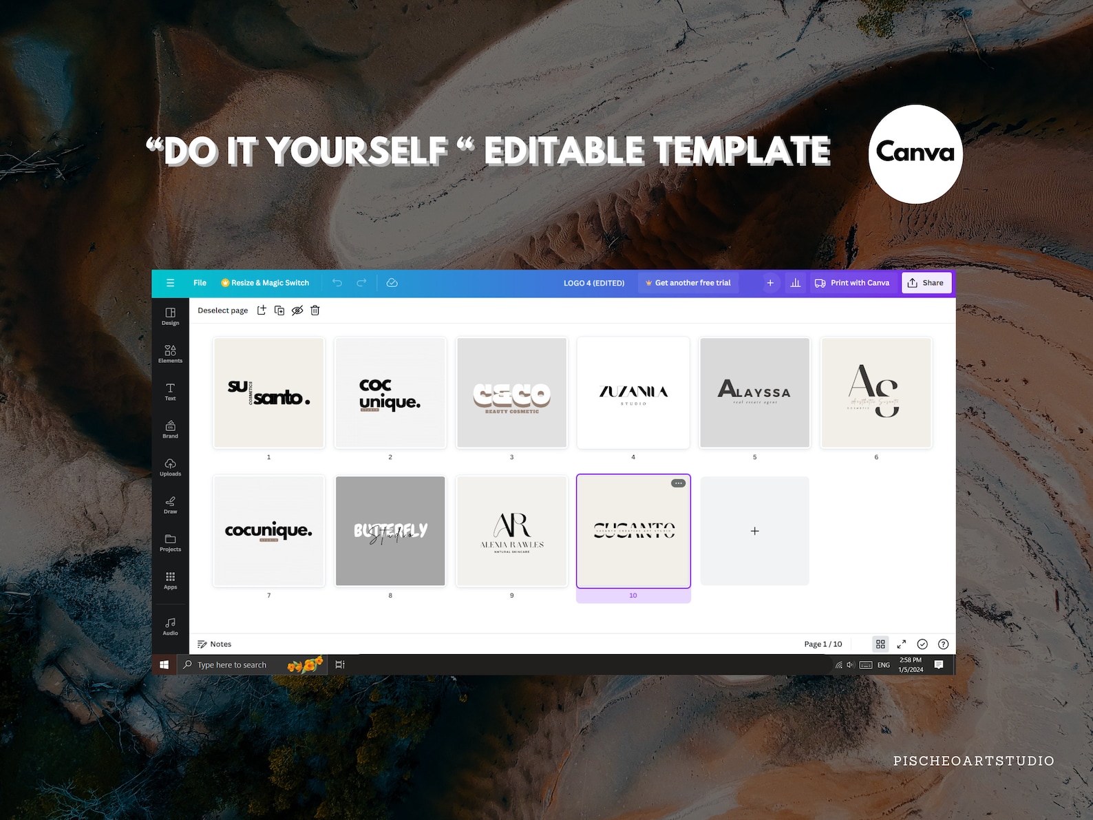 Editable Logo Design Template, Canva Business Logo, Small Business ,DIY ...