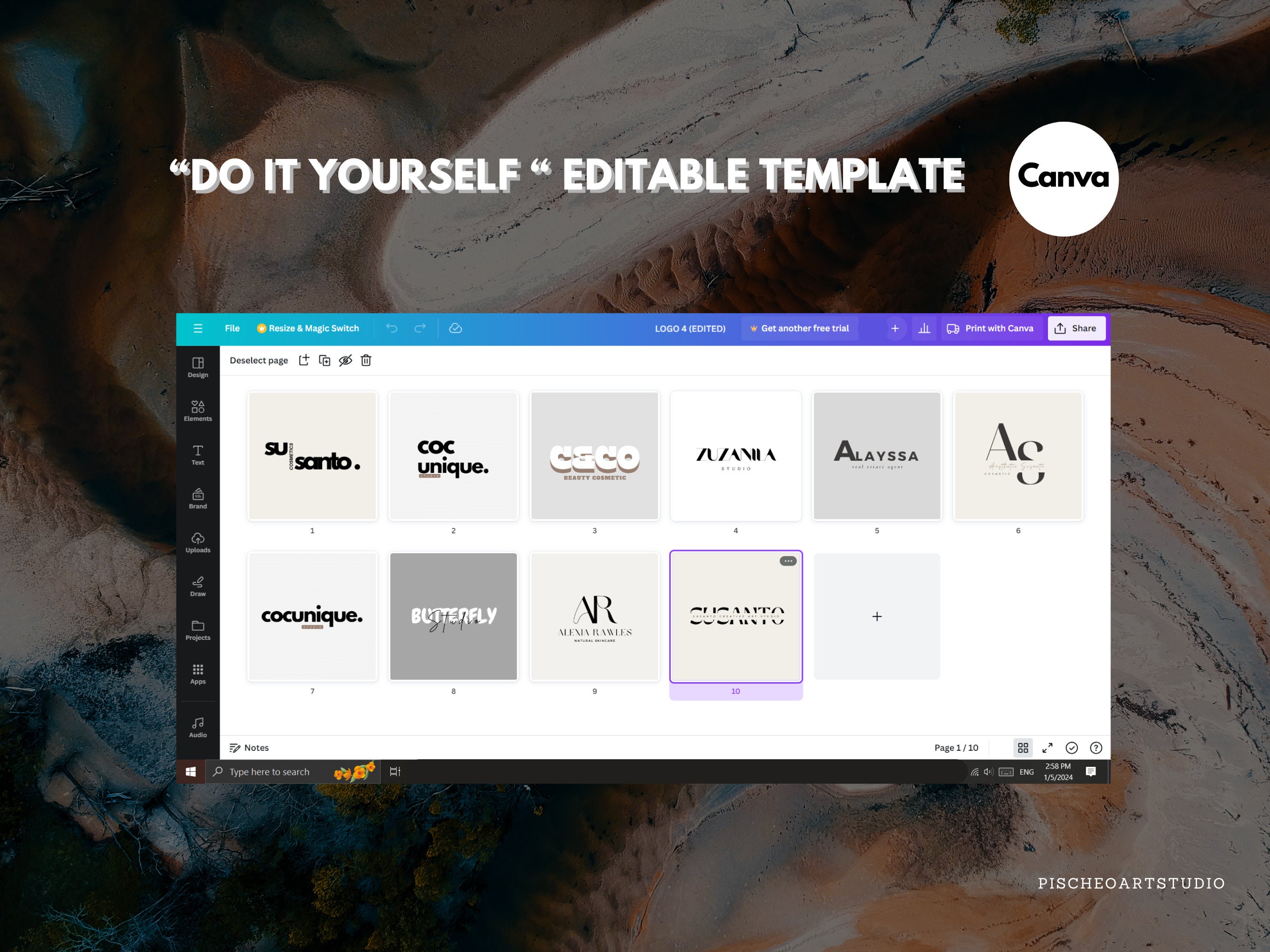 Editable Logo Design Template, Canva Business Logo, Small Business ,DIY ...