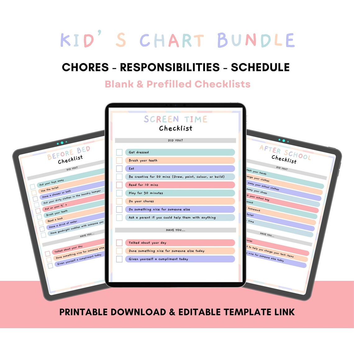 Kids Chore Chart Kids Rewards Chart Kids Planner Chore Chart for Kids ...