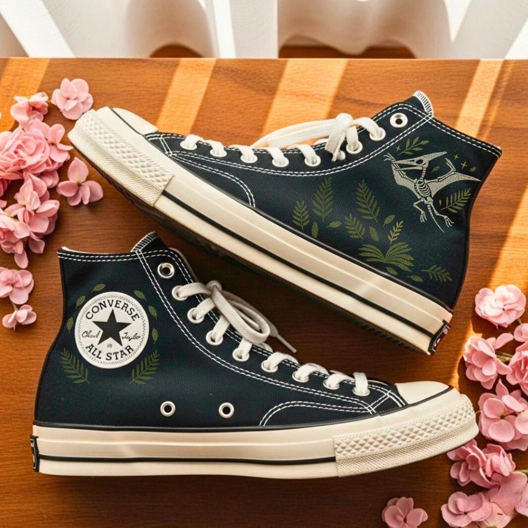 Embroidered Dragon Converse - Custom Hand-stitched Sneakers - Etsy