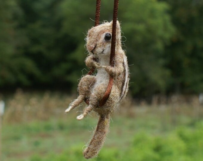 Tiny Chipmunk Necklace Needle Felted - Etsy