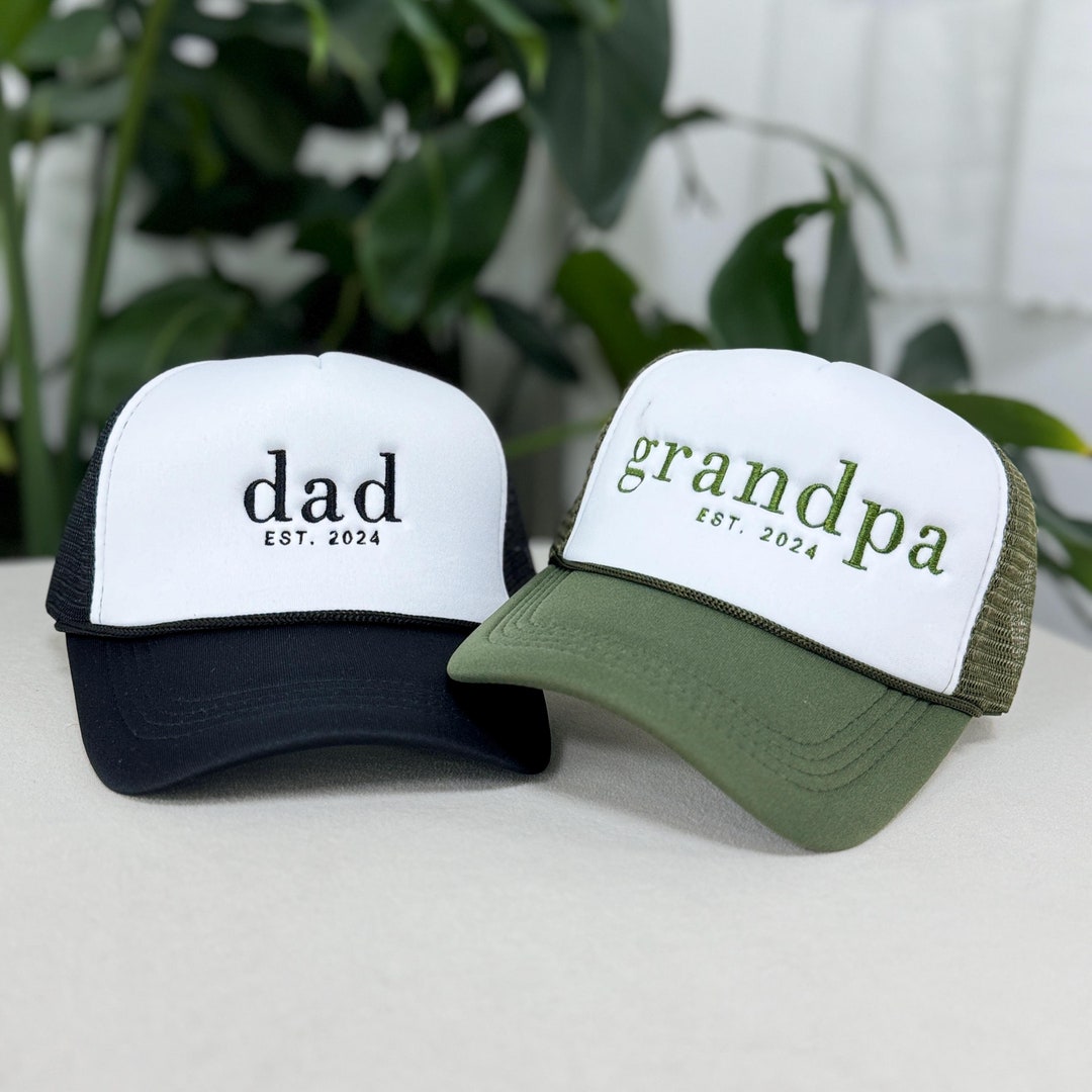 Custom Embroidered Dad Trucker Hat | Personalized Grandpa Cap With Date ...