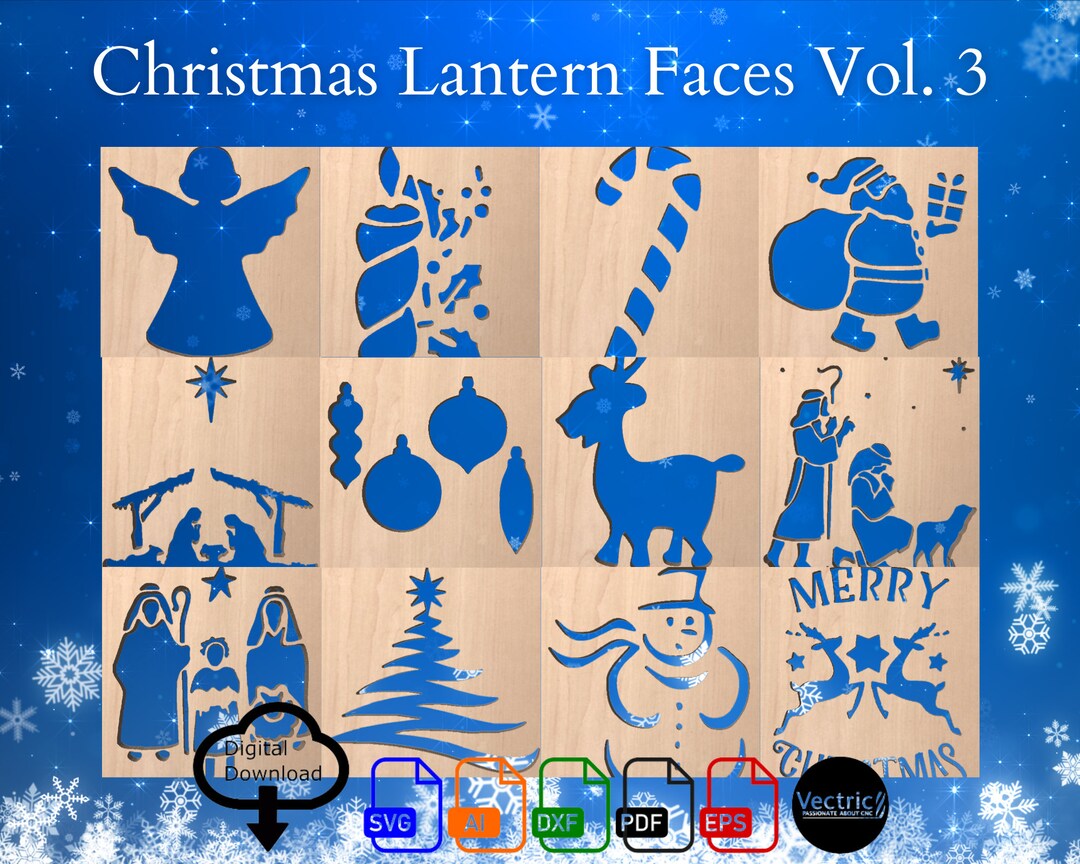 Christmas Lantern Faces Vol 3: CNC Laser Cut Files (digital Download ...