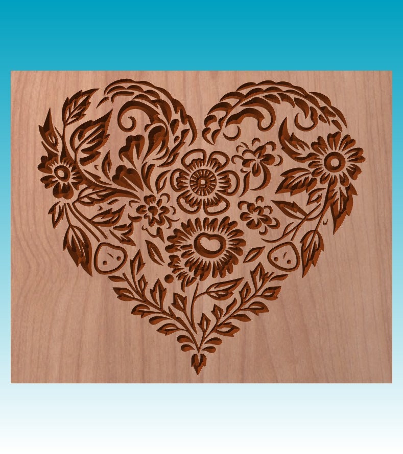 Floral Heart CNC File: Wood Carving Vector (digital Download) - Etsy