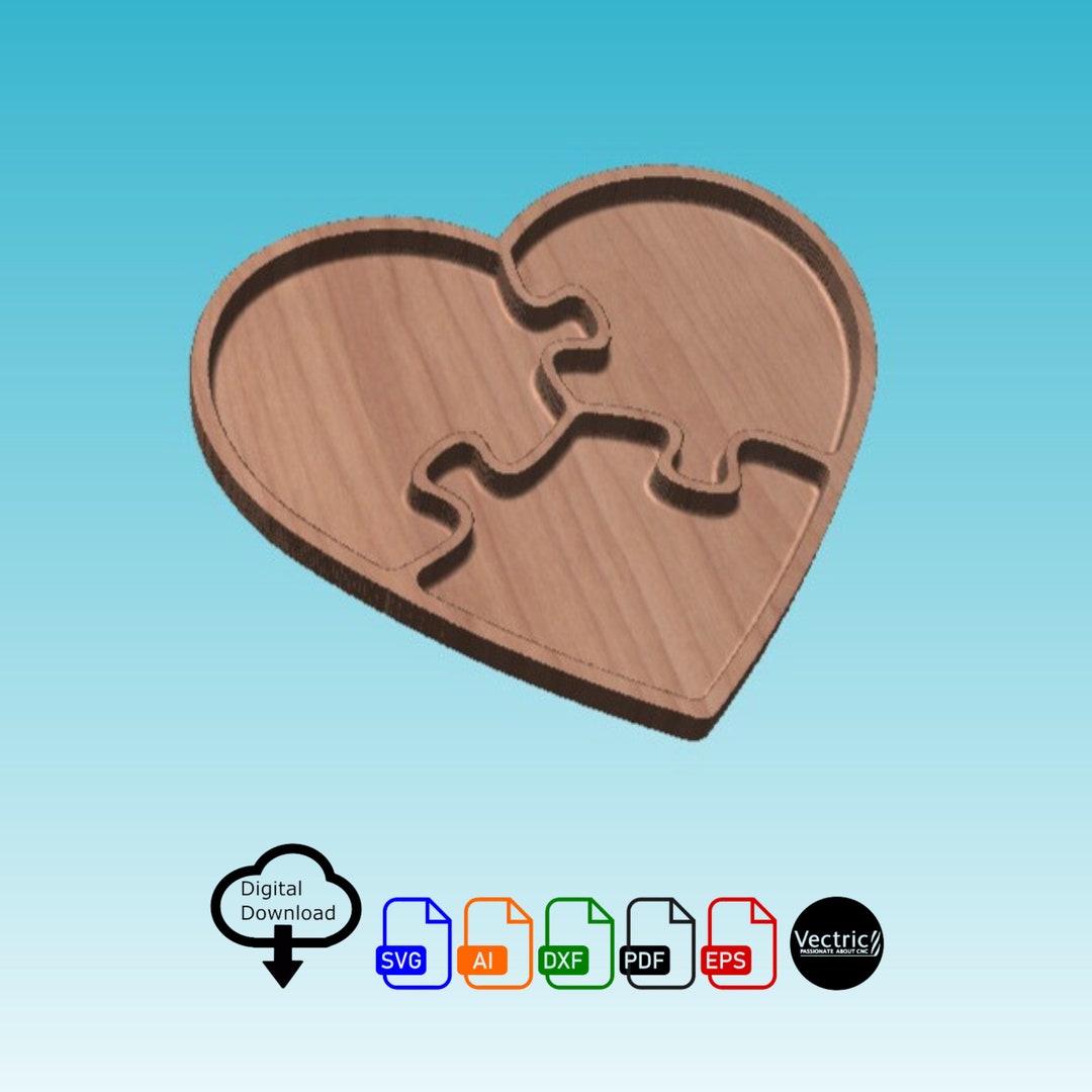 Puzzle Heart Serving Tray - Digital Download Vector Files (svg, Dxf, Ai ...
