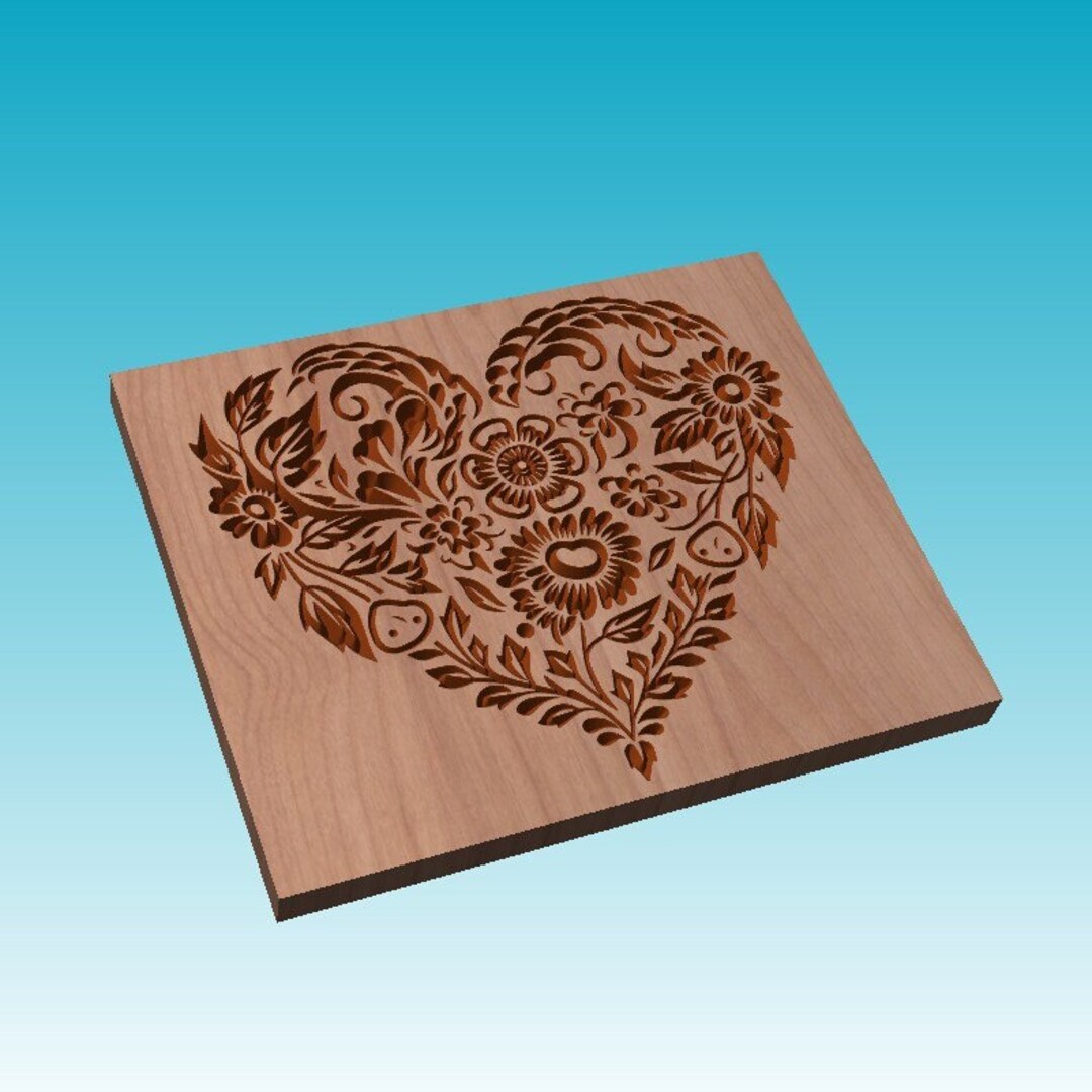 Floral Heart CNC File: Wood Carving Vector (digital Download) - Etsy