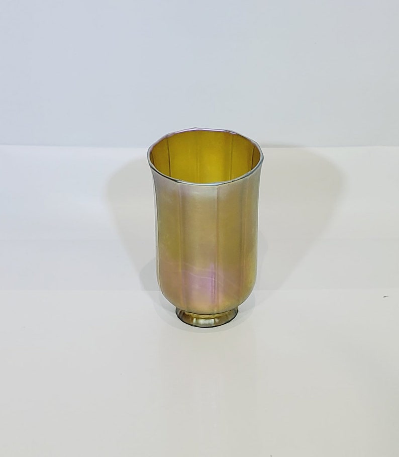 Handmade Gold Iridescent Art Glass Lamp Shade, Vintage 1980s, 2 1/4 ...
