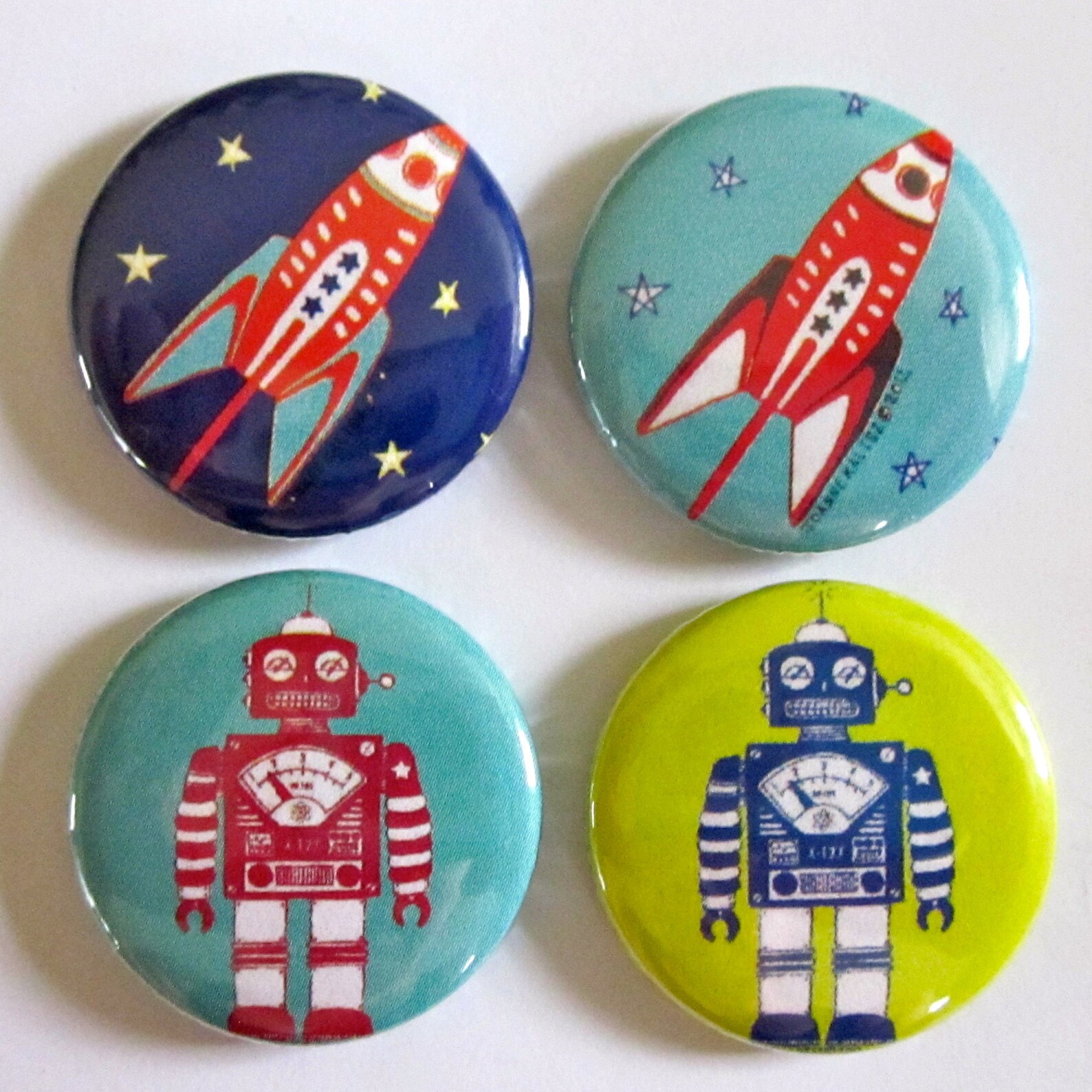 Robots and Rocketships Magnets (set of 4) - Etsy
