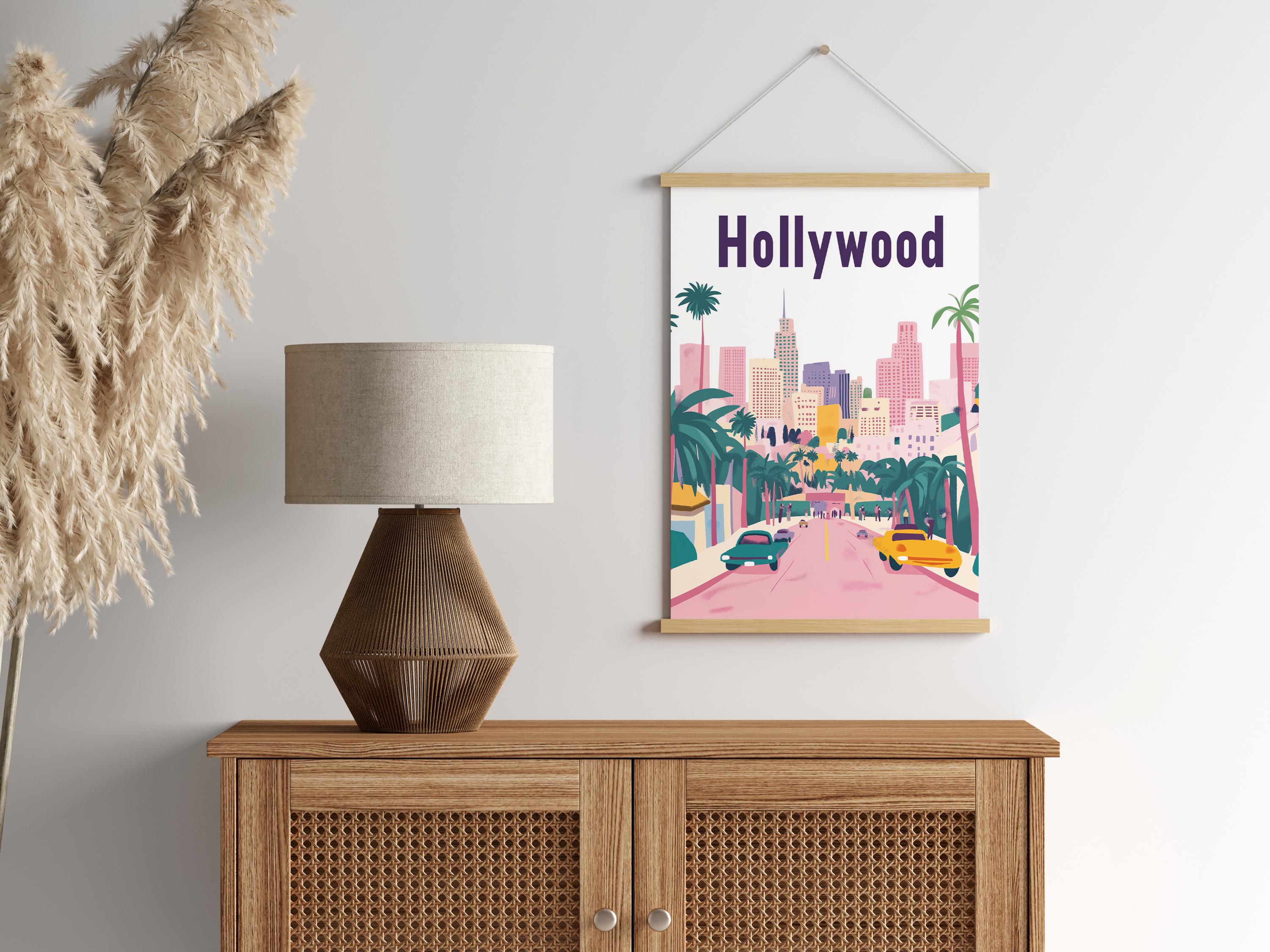 Hollywood Sign Art Print: Los Angeles Cityscape Poster (digital File ...