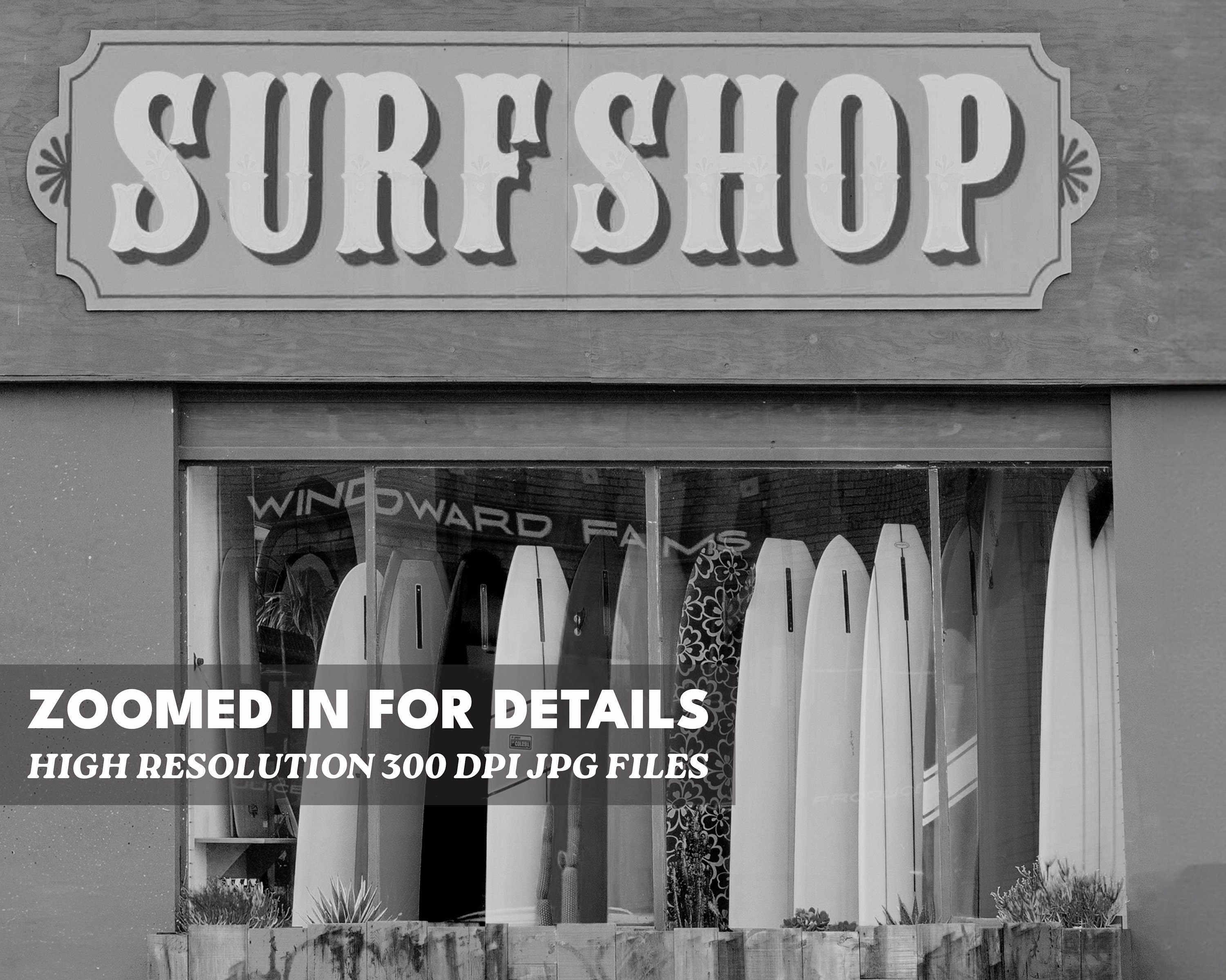 Vintage Surf Shop Photo Print: Black and White Surfboard Wall Art - Etsy