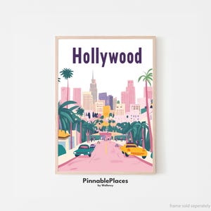 Hollywood Sign Art Print: Los Angeles Cityscape Poster (digital File ...