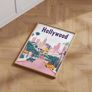 Hollywood Sign Art Print: Los Angeles Cityscape Poster (digital File ...