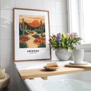 Arizona Print, Arizona Poster, Cactus Wall Art, Arizona Saguaro ...