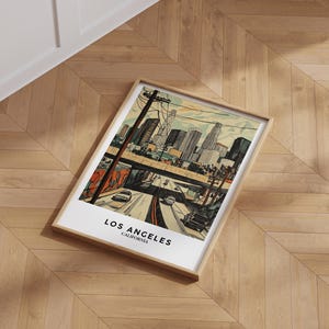 Los Angeles Poster, Los Angeles Downtown Wall Art, Los Angeles Freeway ...