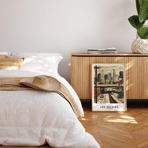 Los Angeles Poster, Los Angeles Downtown Wall Art, Los Angeles Freeway ...