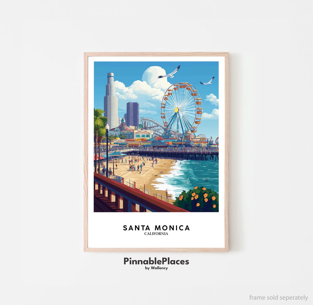 Santa Monica Poster, Santa Monica Art Print, Santa Monica Wall Art ...