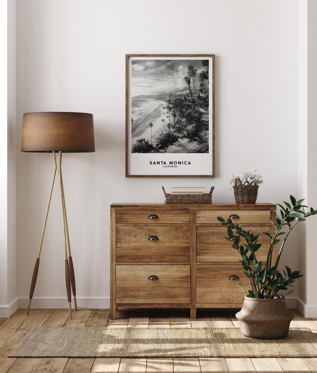 Santa Monica Pier Print: Black and White Coastal Art - Etsy