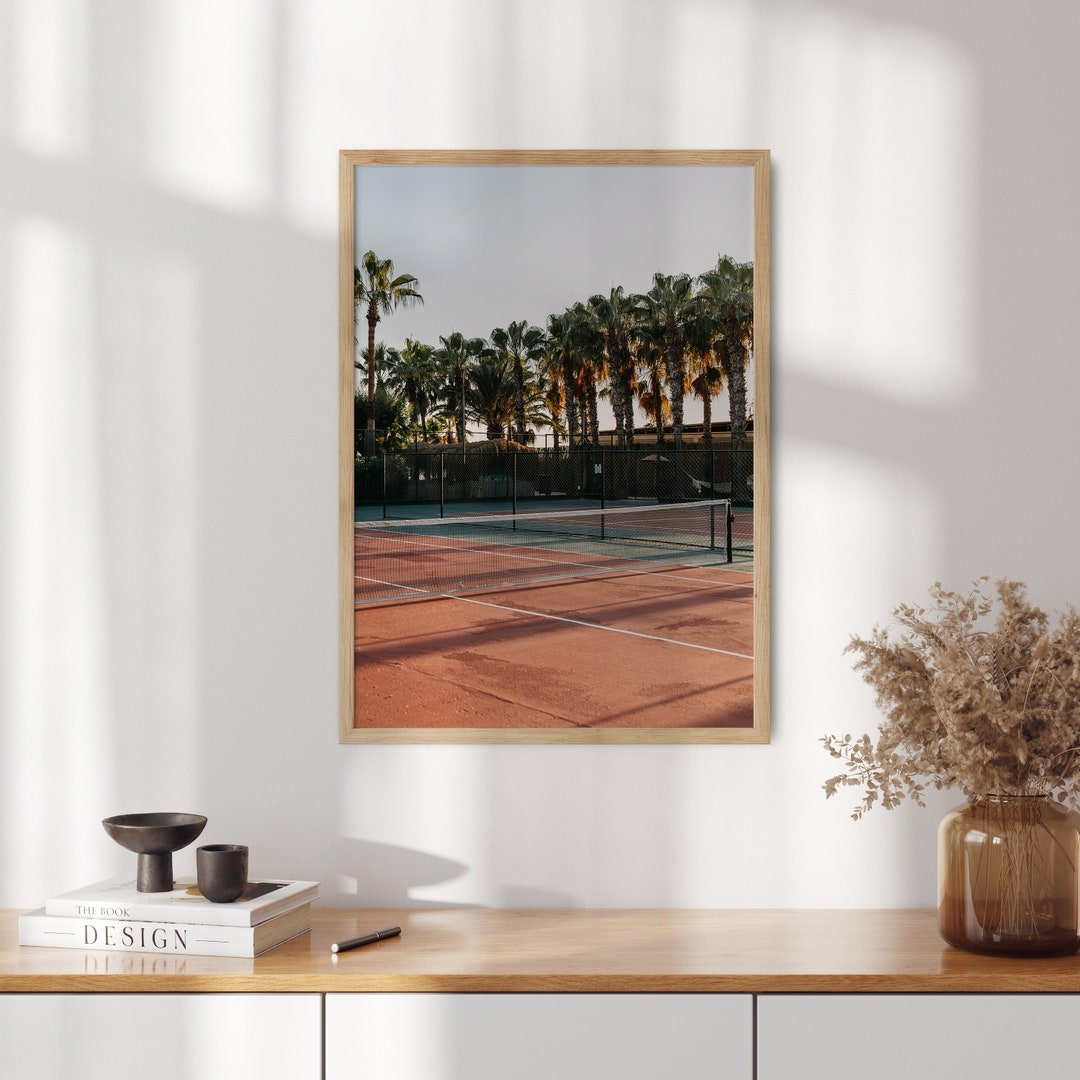 Tennis Court Poster, Tennis Court Photo Wall Art, Palm Trees Poster ...