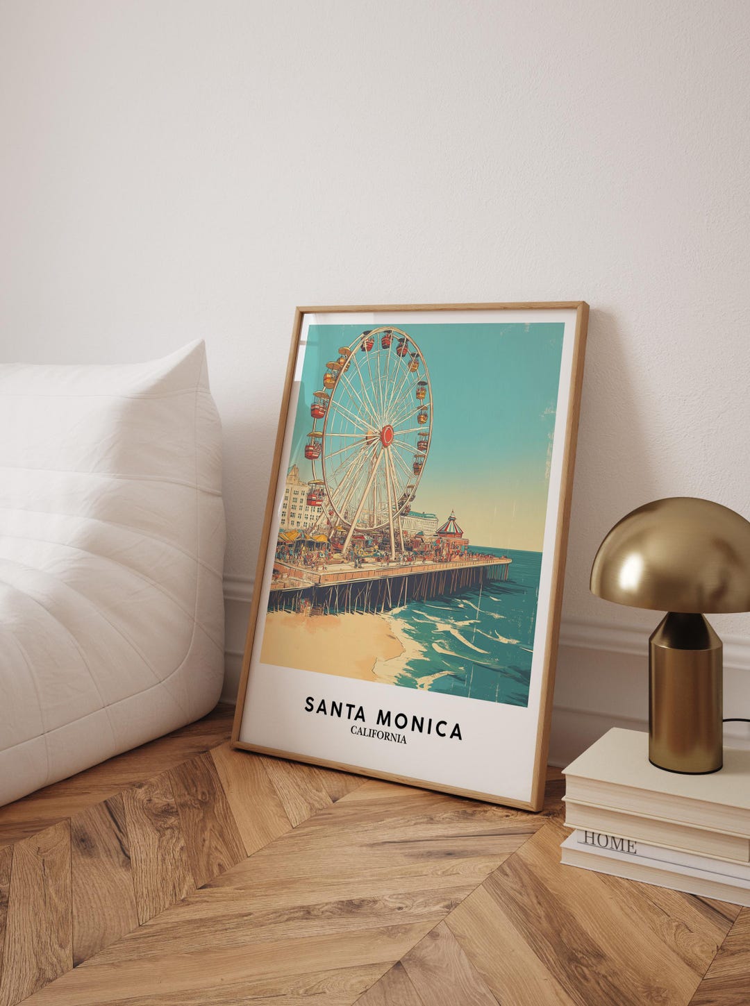 Santa Monica Ferris Wheel Art Print: California Travel Poster - Etsy