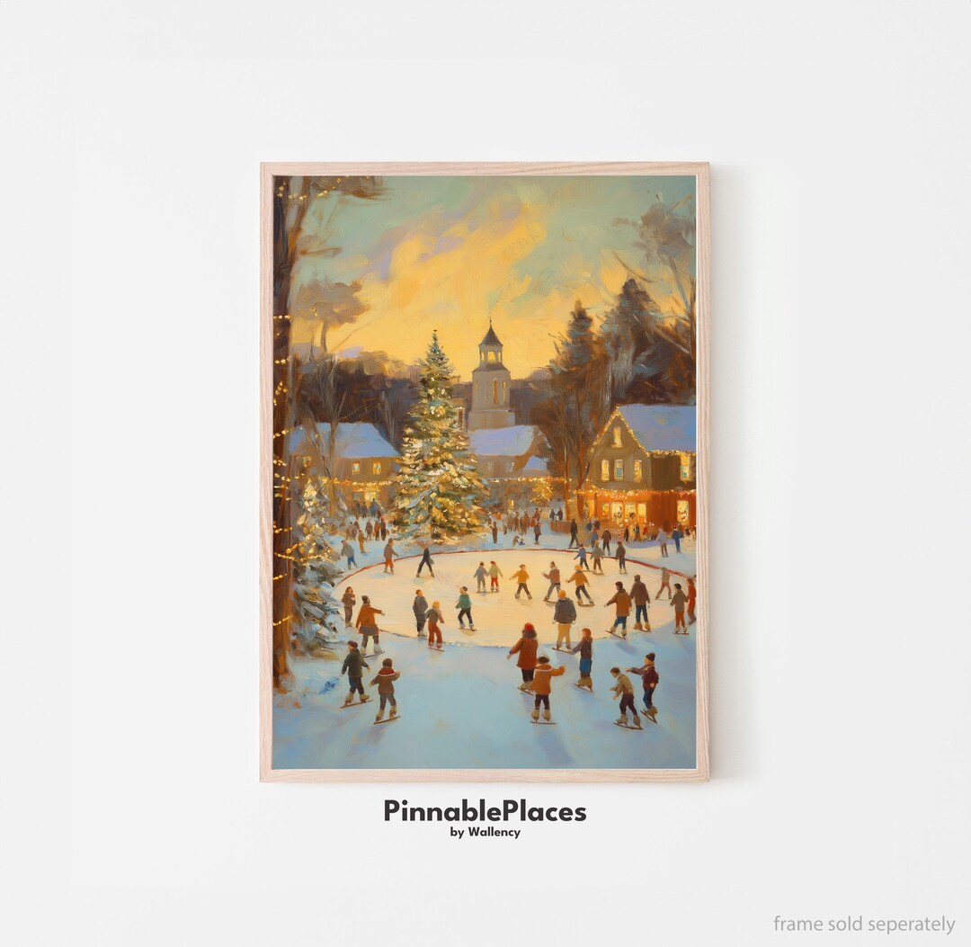 Ice Skating Print, Skating Art Print, Holiday Decoration, Winter ...