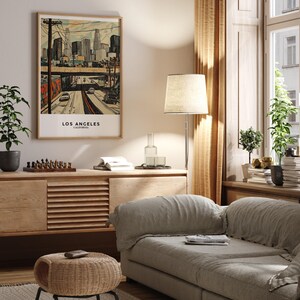Los Angeles Poster, Los Angeles Downtown Wall Art, Los Angeles Freeway ...
