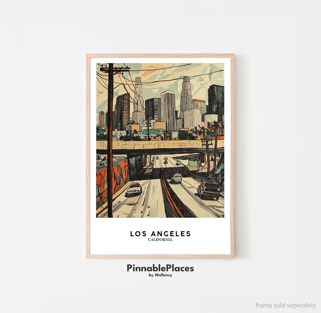 Los Angeles Poster, Los Angeles Downtown Wall Art, Los Angeles Freeway ...
