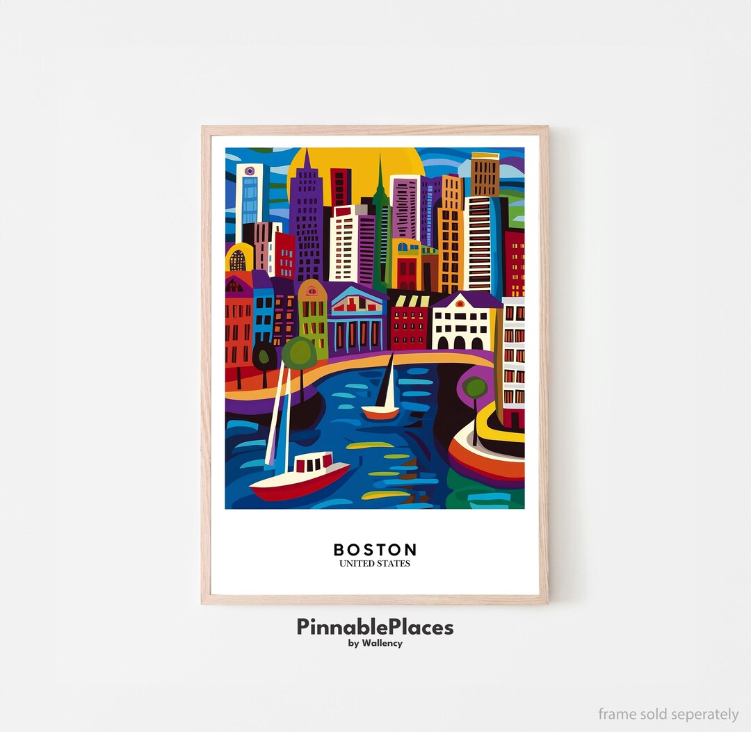Boston Poster, Boston Art Print, Boston Wall Art, Boston City Travel ...