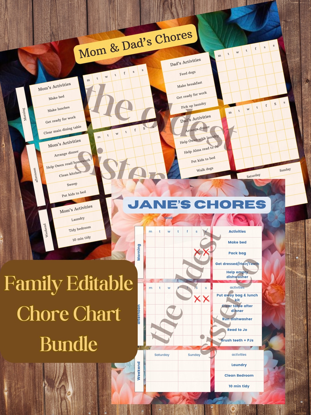 Fun Editable Chore Chart for Families - Etsy