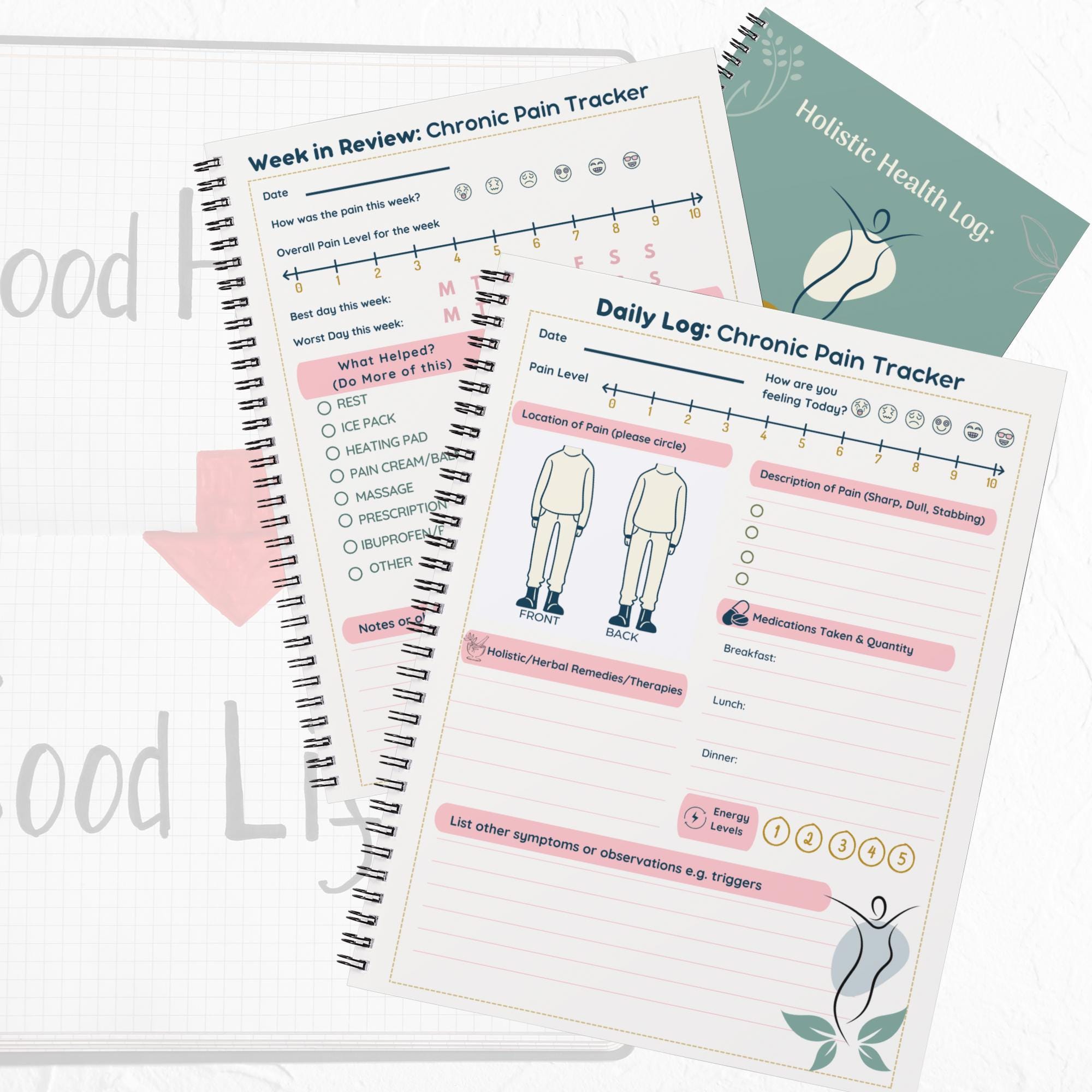 Printable Daily Health Log & Chronic Pain Tracker | Track Medical and ...
